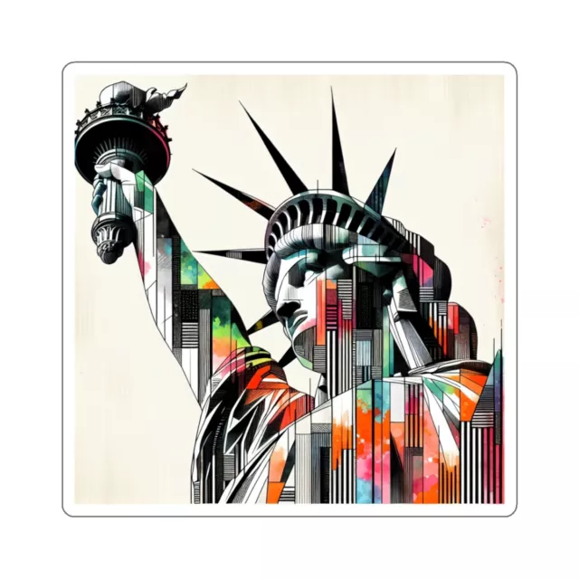 Kira Sticker With Sticker Vibrant Art Statue Of Liberty Print New York ...