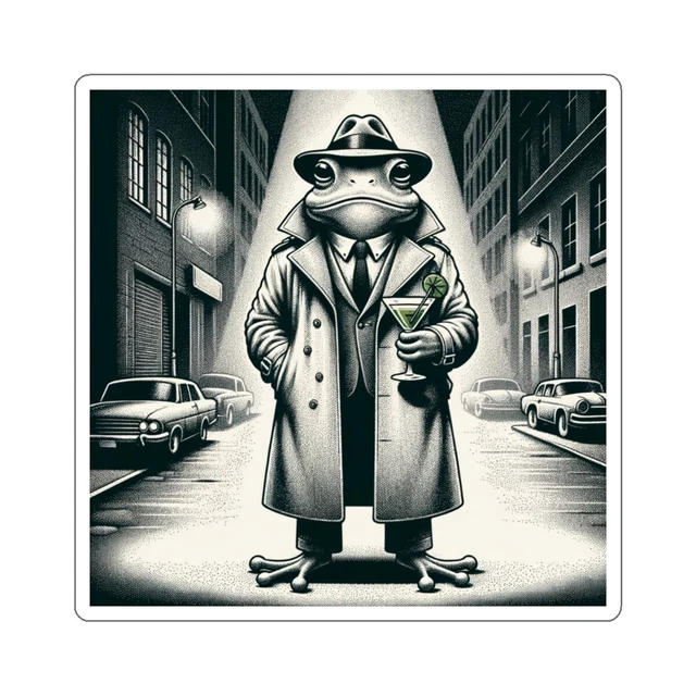Kira Sticker With Sticker Vintage Style Frog Secret Agent In Trench ...