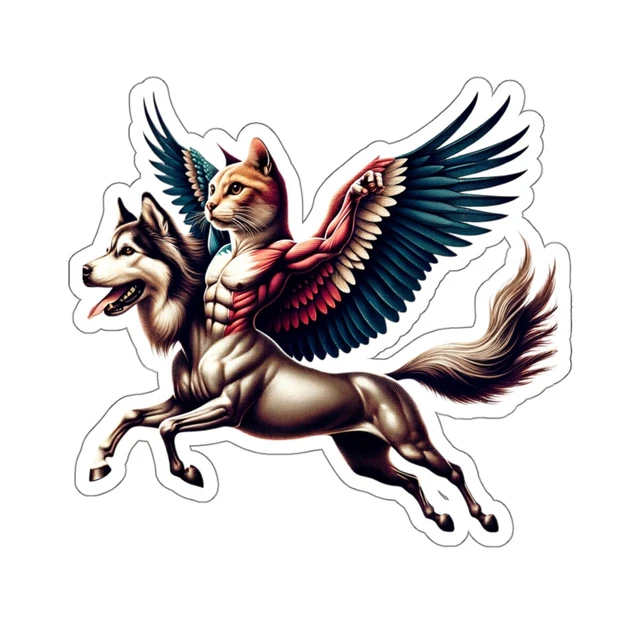 Kira Sticker With Sticker Weird Obscure Hybrid Creature Husky Dog Cat ...
