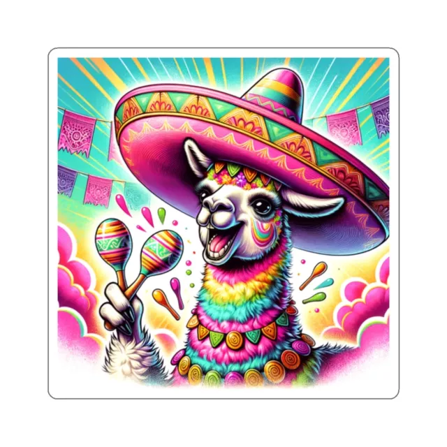 Kira Sticker With Sticker Whimsical Llama Colorful Sombrero Maracas ...