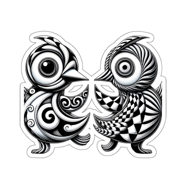 Kira Sticker With Sticker Whimsical Monochromatic Penrose Penguin ...