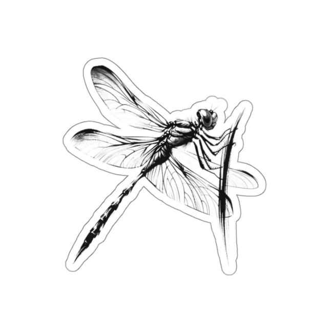 Kira Sticker With Sticker Zen Dragonfly Ink Style Artwork Chill Vibes ...