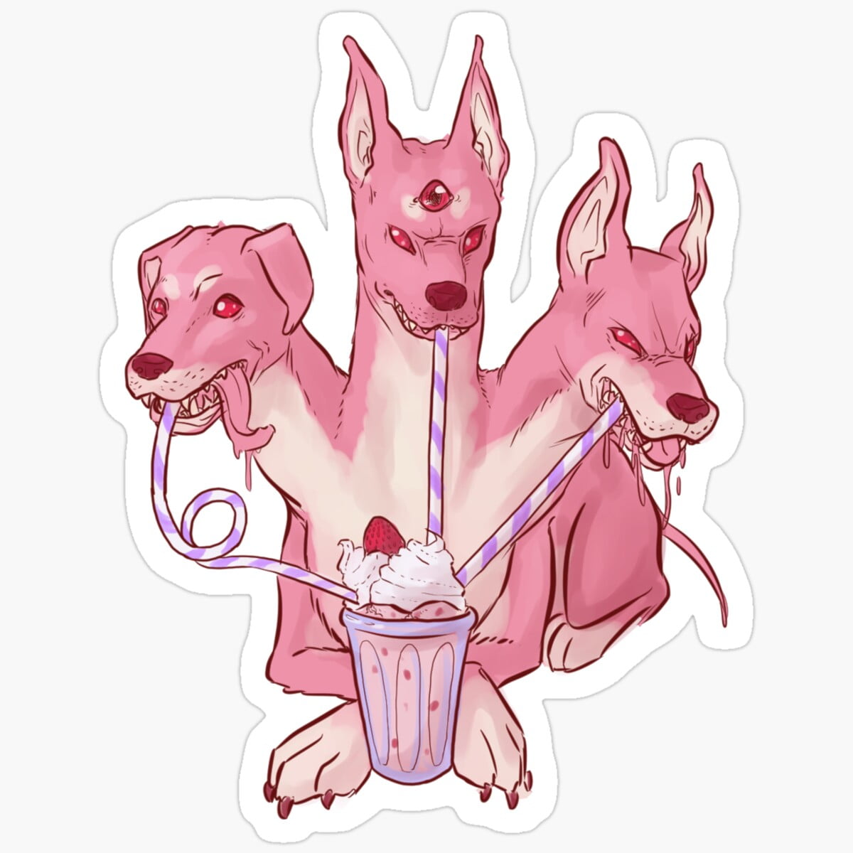 Kira Sticker - Strawberry Cerberus Sticker, Funny Waterproof Decal For ...