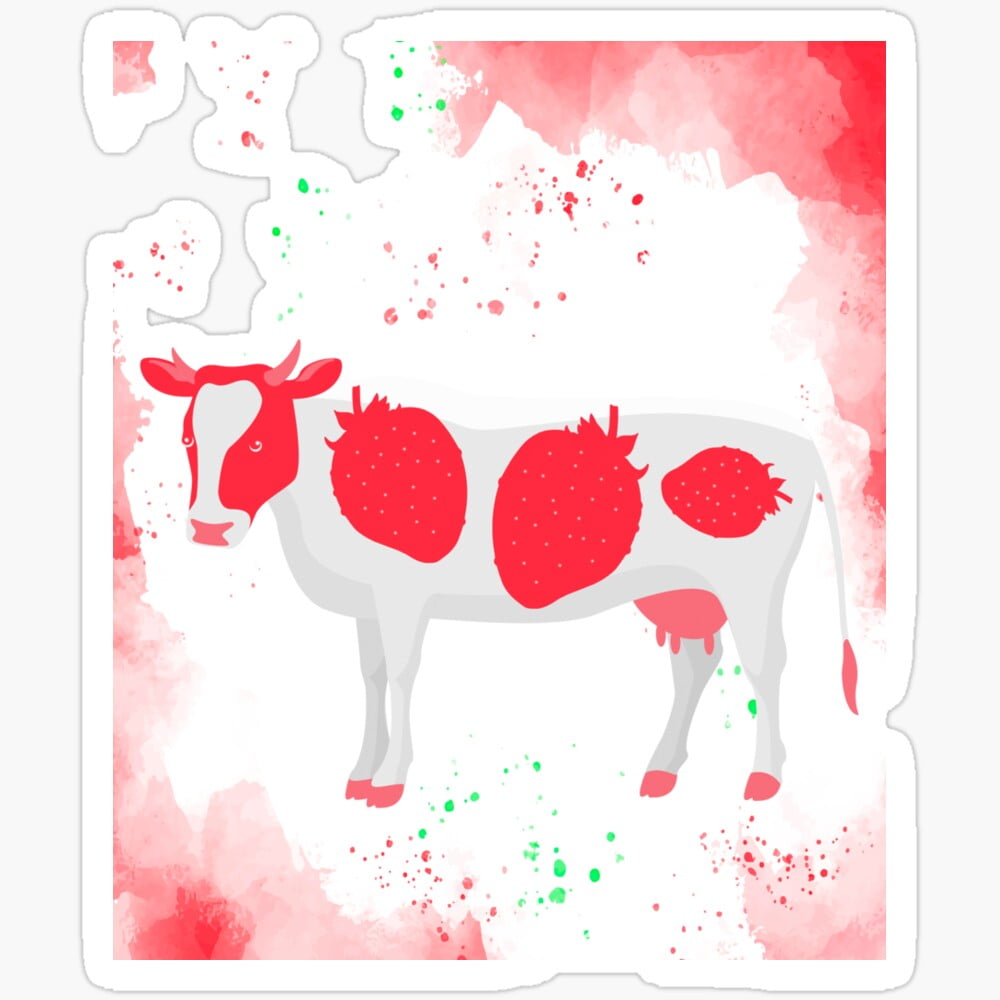 Kira Sticker - Strawberry Cow, Cute Pink Rune Game Cow, Next Level Gift ...