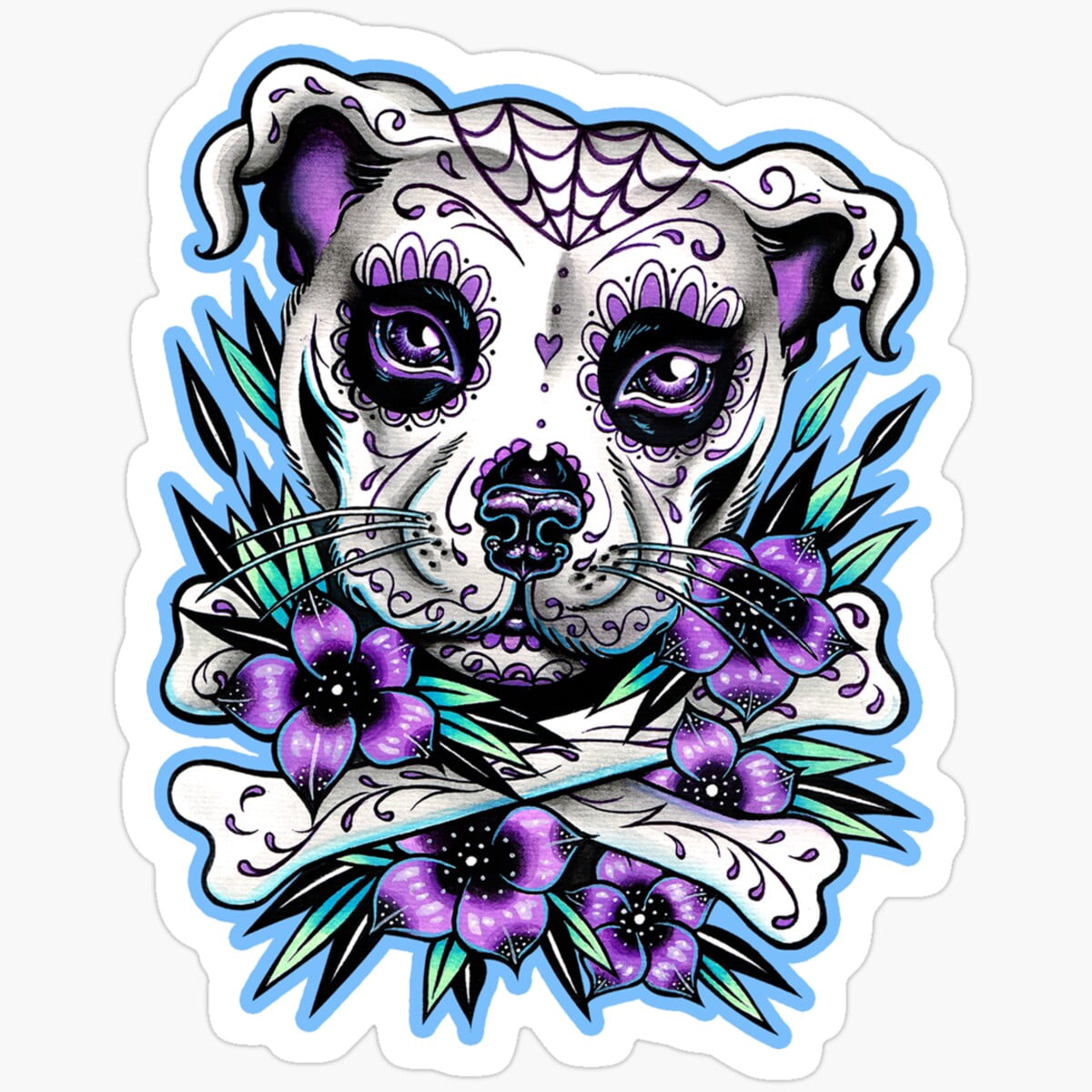 Kira Sticker - Sugar Skull Pit Bull Sticker, Funny Waterproof Decal For ...