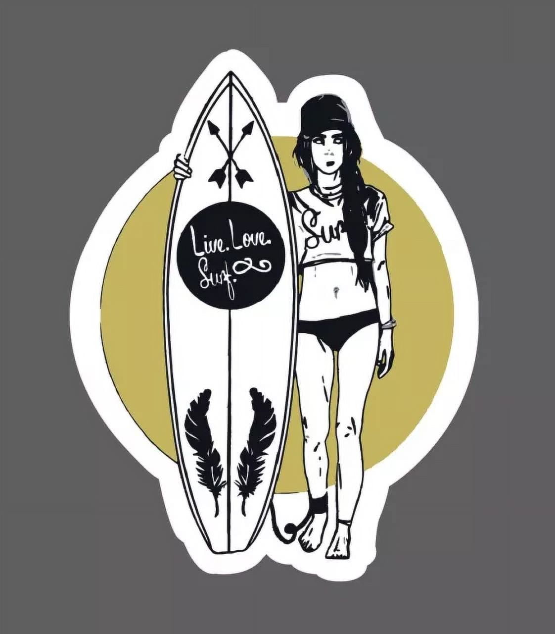 Kira Sticker With Surfer Girl Live Love Surf Waterproof Decorative ...