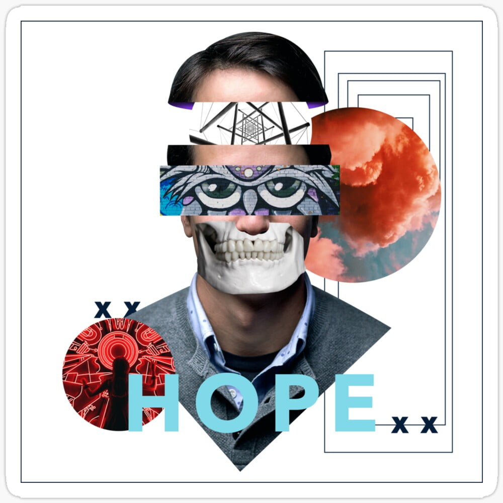 Kira Sticker With Surreal Hope Worlds Face Modern Art With A Hidden ...