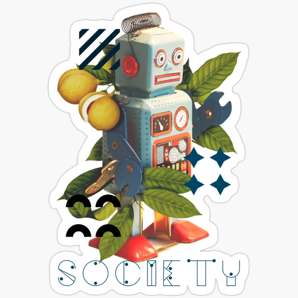Kira Sticker With Surreal Robot Face Of Society Modern Art With A ...