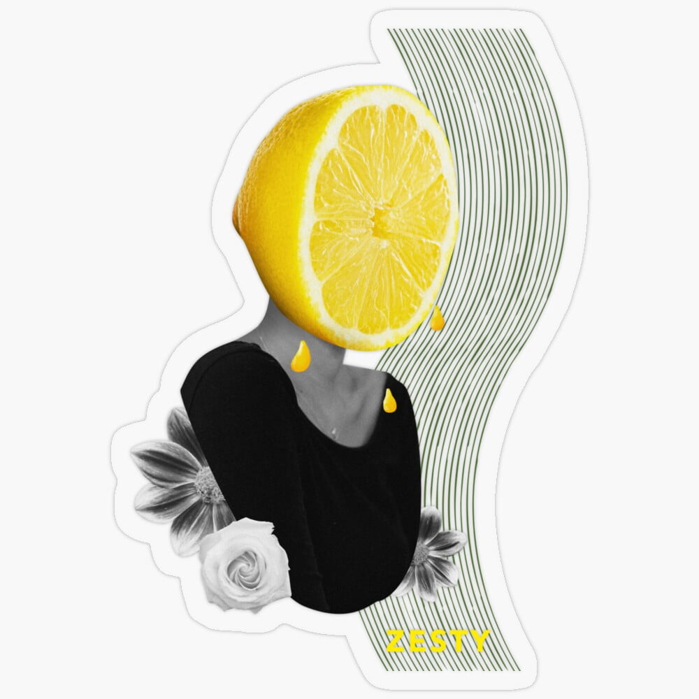 Kira Sticker With Surrealistic Lemon Woman Zesty Collage Art Decorative ...