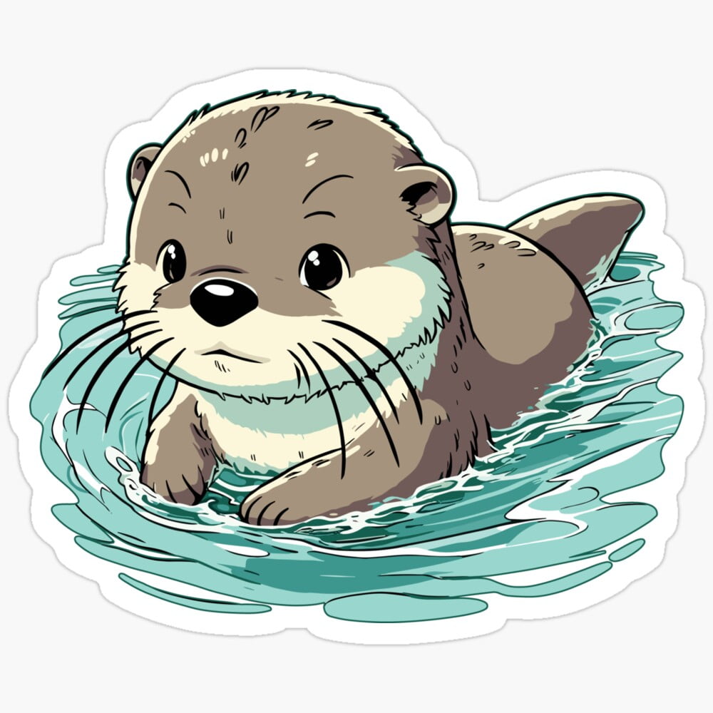 Kira Sticker - Swimming Baby Otter Gift For You - Phone Stickers ...