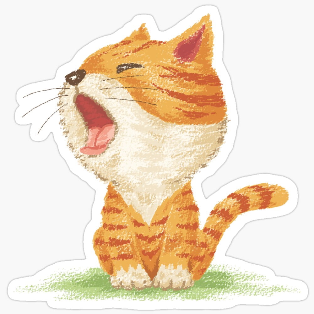 Kira Sticker - Tabby To Yawn Gift For You - Phone Stickers, Waterproof ...