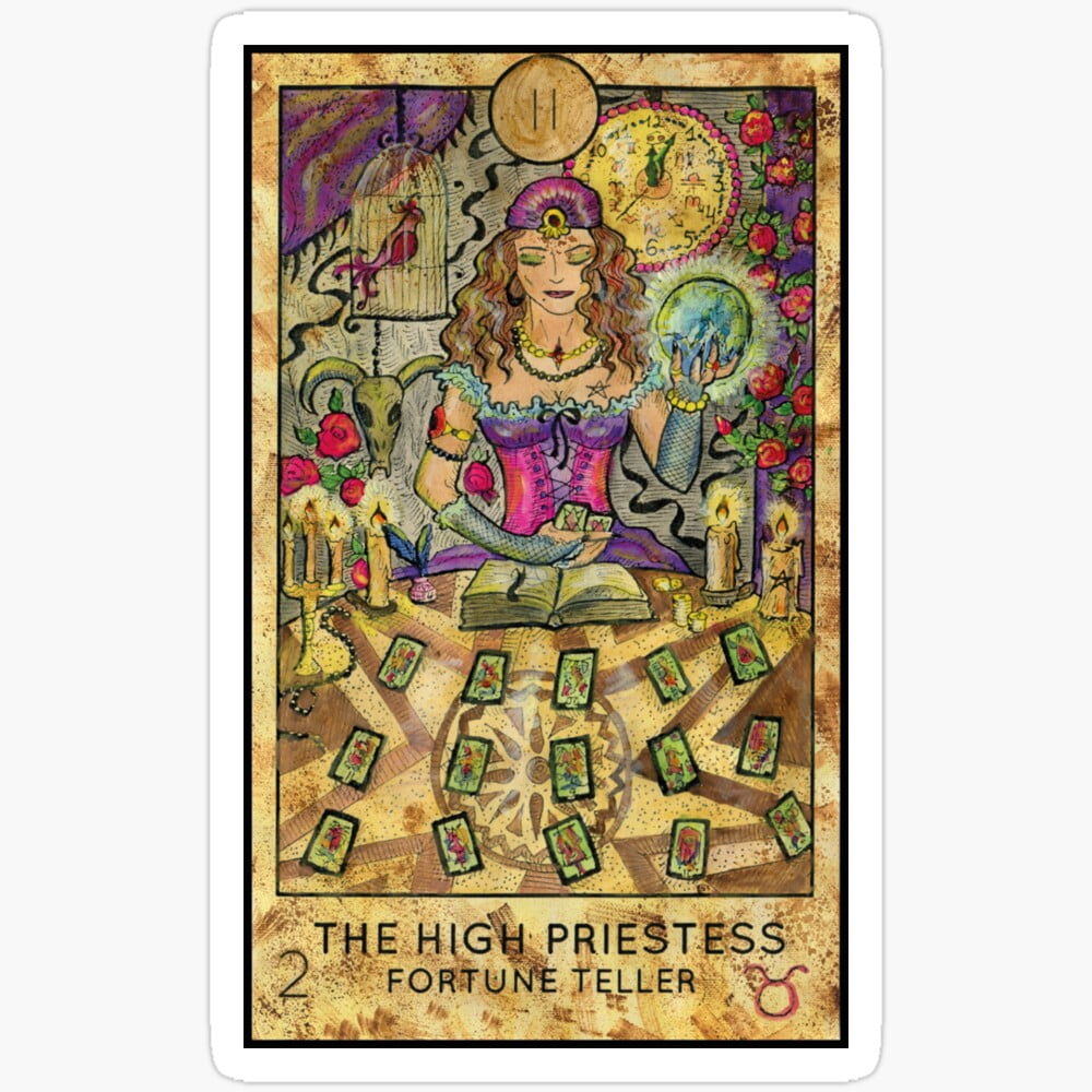 Kira Sticker - Tarot Card High Priestess Mystic Psychic Fortune Teller ...