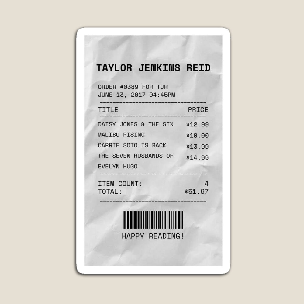 Kira Sticker With Taylor Jenkins Reid Books - Bookstore Receipt ...