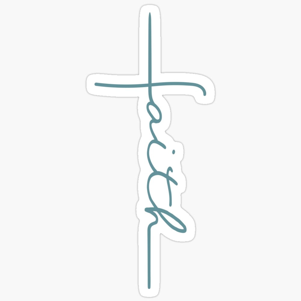Kira Sticker Teal Faith Cross Cursive Christian Symbol - Perfect ...
