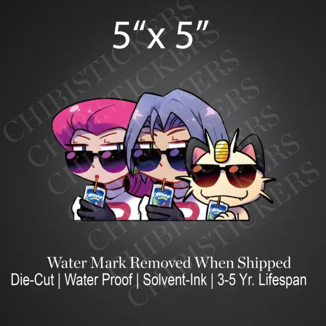 Kira Sticker With Team Rocket Jessie James Meowth Vinyl Waterproof ...