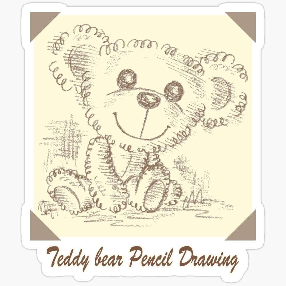 Kira Sticker - Teddy Bear Pencil Drawing Gift For You - Phone Stickers ...