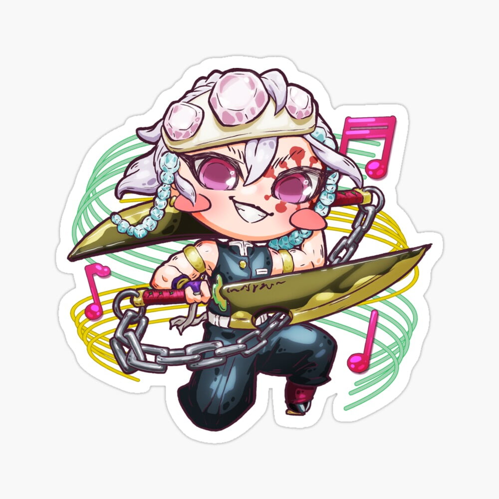 Kira Sticker With Tengen Uzui Chibi Â€“ Sound Hashira Bling Fanart From ...
