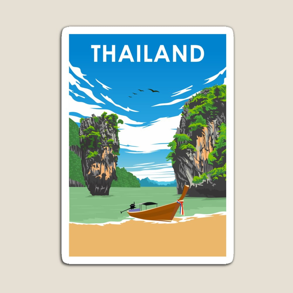 Kira Sticker With Thailand Vintage Minimal Retro Country Travel Poster ...