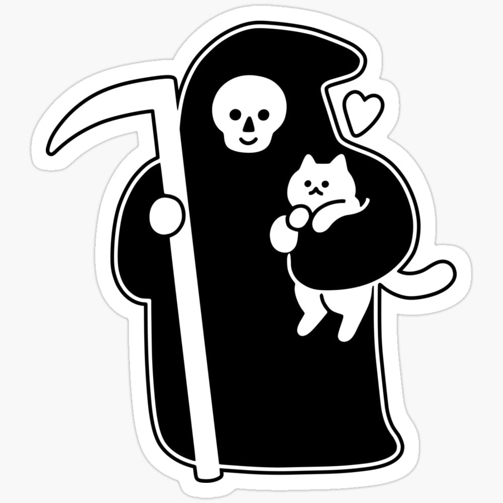 Kira Sticker - The Grim Reaper Loves Cats Sticker - Walmart.com