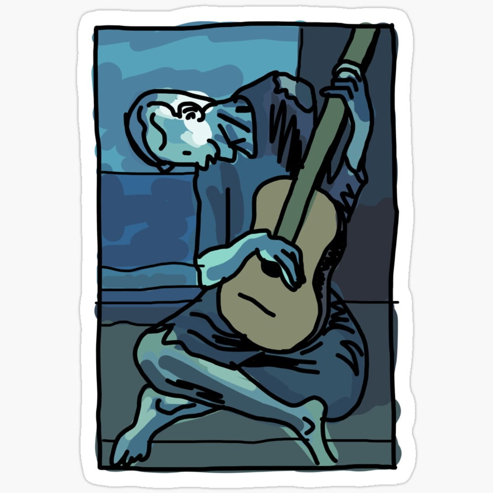 Kira Sticker - The Old Guitarist Smiley Face Painting - Phone Stickers ...