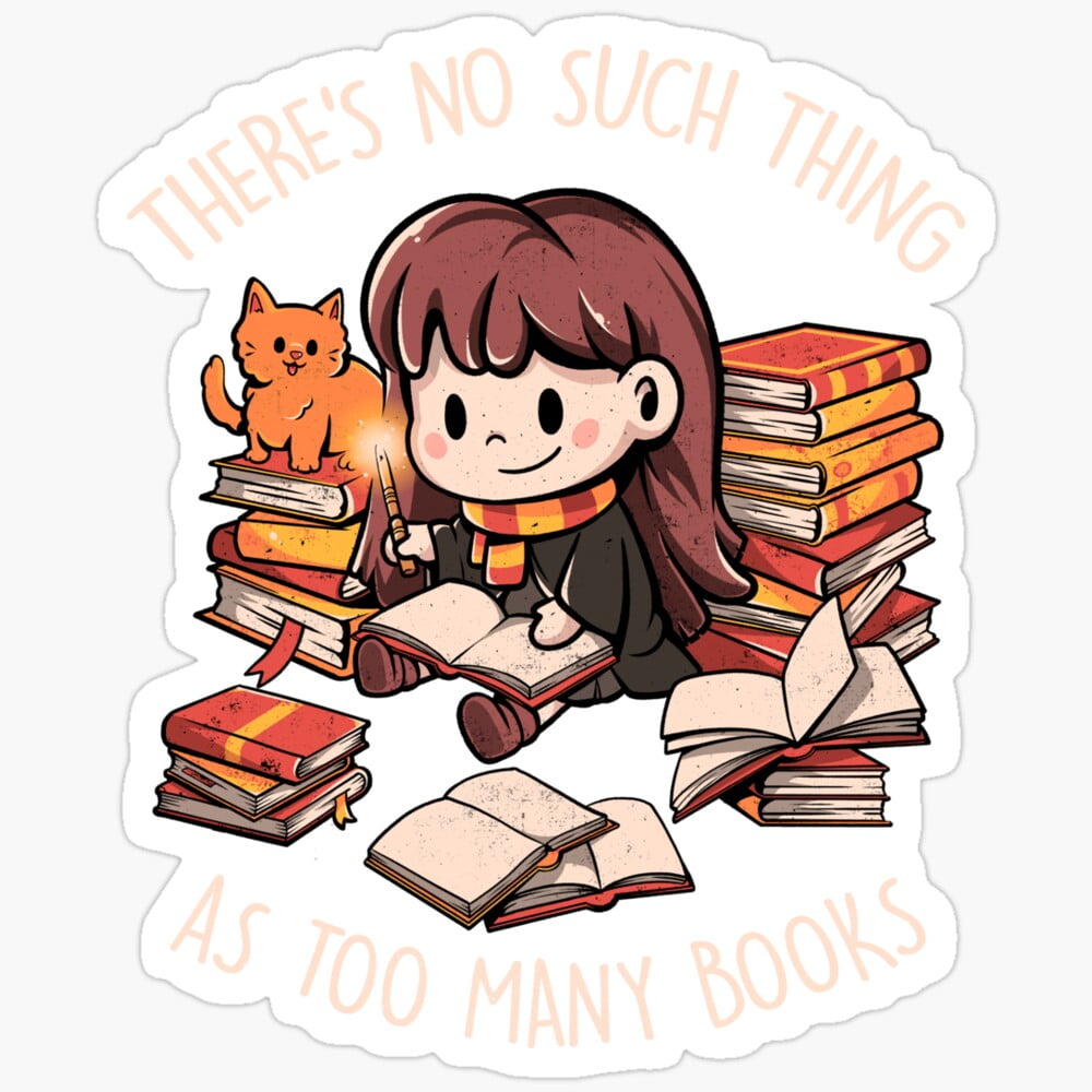 Kira Sticker With Theres No Such Thing As Too Many Books - Cute Geek ...