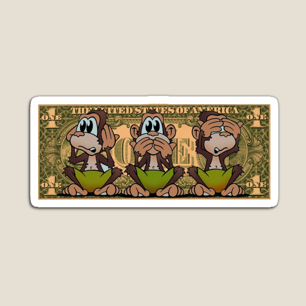 Kira Sticker With Three Monkeys With A $ 1 Bill Sticker Decorative ...