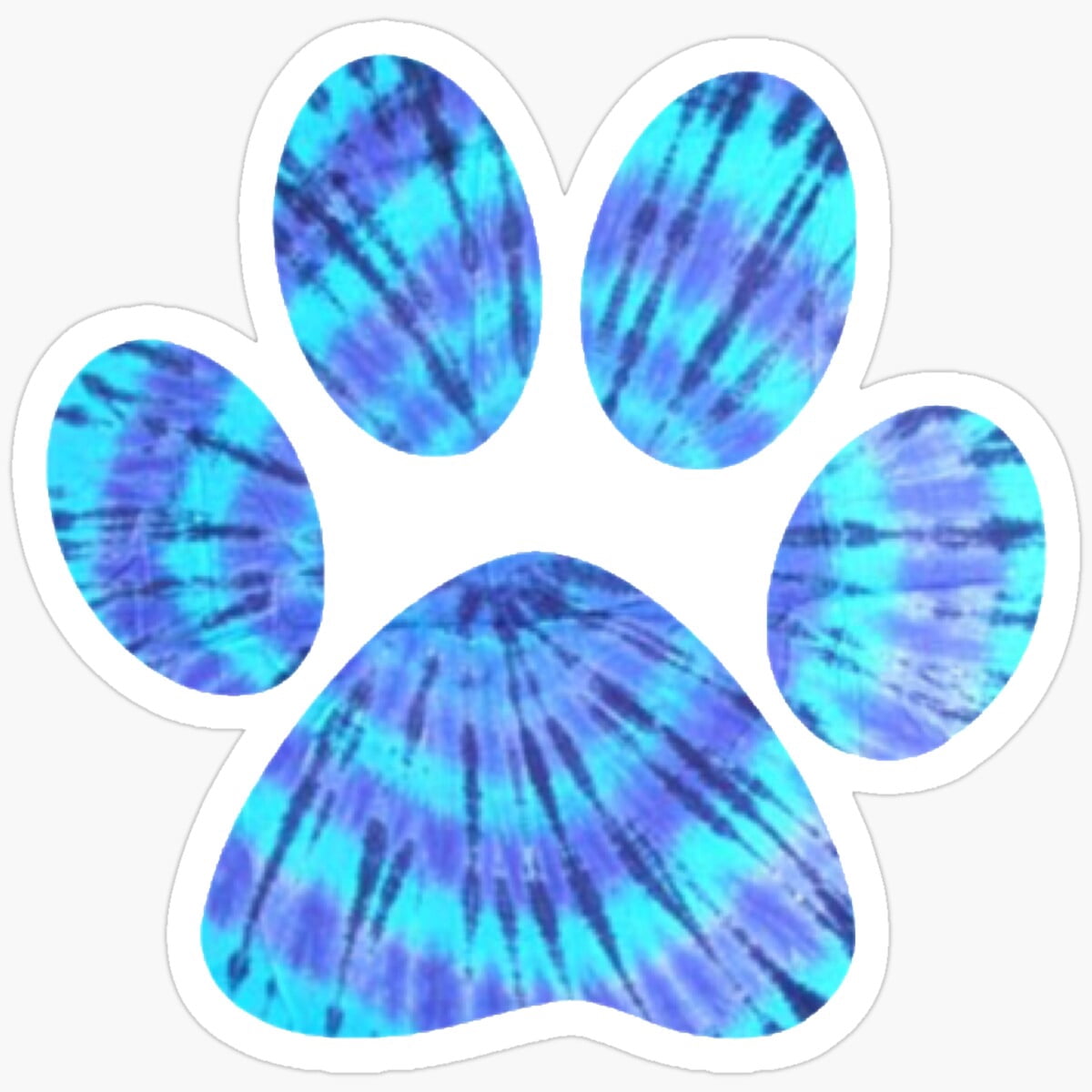 Kira Sticker - Tie-Dye Paw Print Sticker, Funny Waterproof Decal For ...