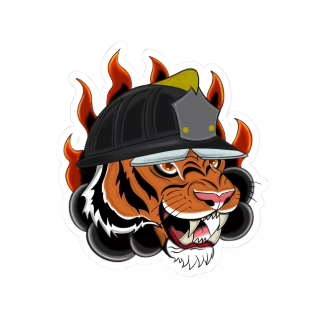 Kira Sticker With Tiger Firefighter Helmet Traditional Tattoo Art ...