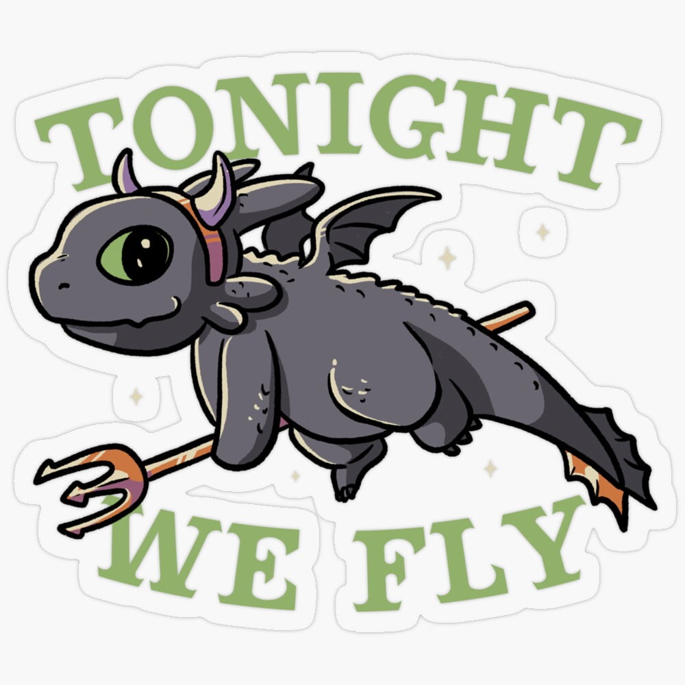 Kira Sticker With Tonight We Fly - Halloween Dragon Cute Spooky ...