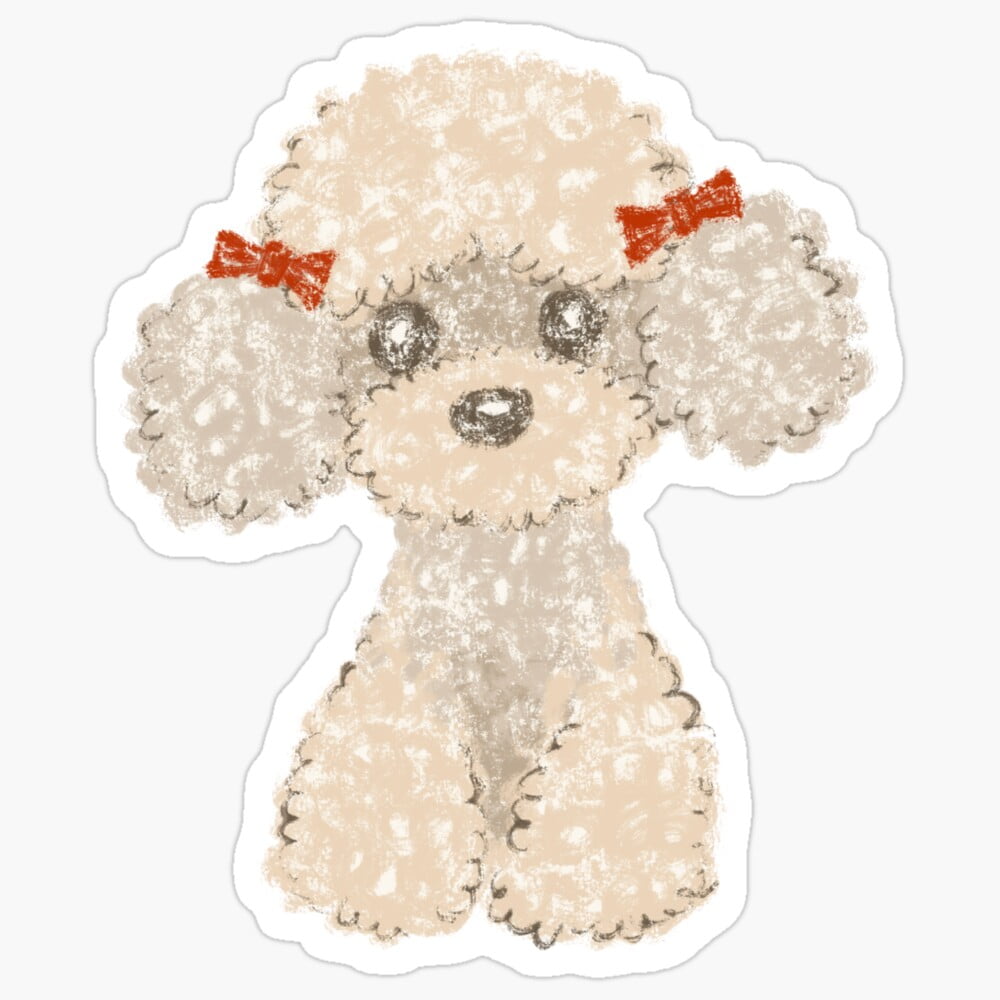 Kira Sticker - Toy Poodle With Red Ribbons Gift For You - Phone ...