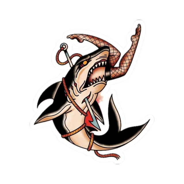 Kira Sticker With Traditional Tattoo Artwork Shark Bait Vinyl Decal ...