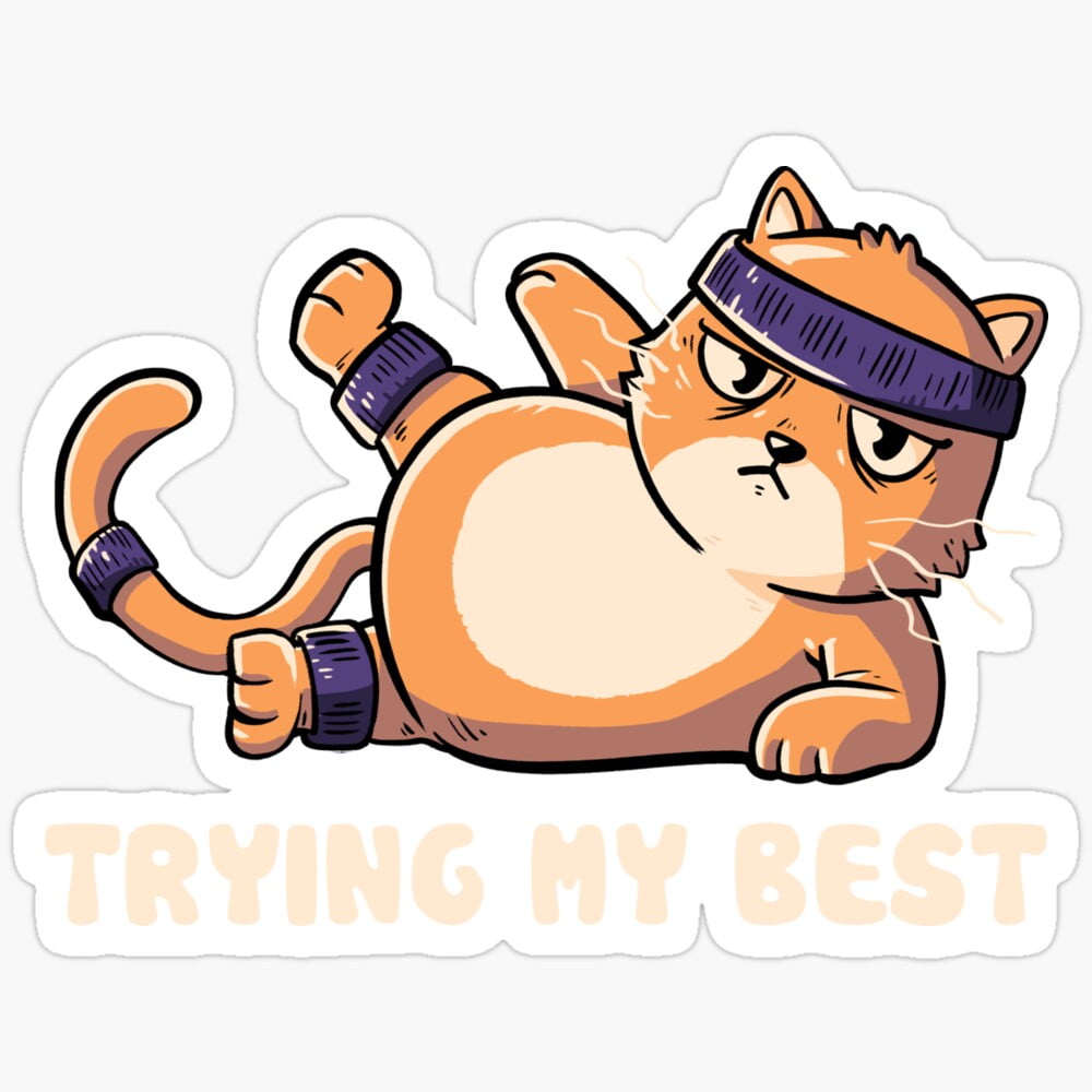 Kira Sticker - Trying My Best Gym Cat Sticker - Walmart.com