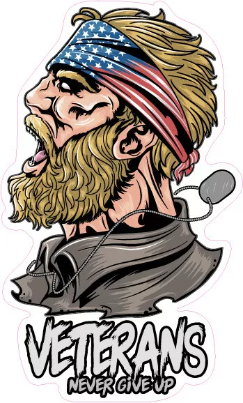 Kira Sticker With Usa Veterans Never Give Up Window Decal Decorative ...