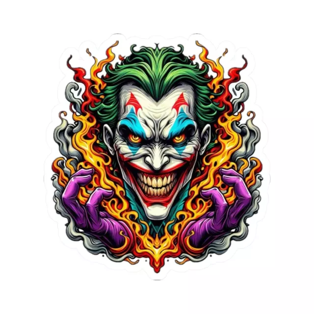 Kira Sticker With Vibrant Joker Clown Fire Background Classic Cinema ...