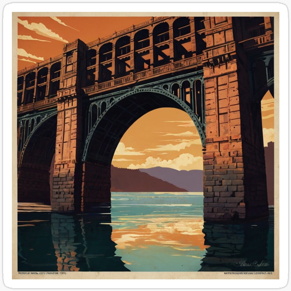 Kira Sticker - Victorian Railway Bridge Vintage Travel Poster Gift For ...