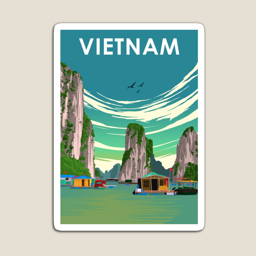 Kira Sticker With Vietnam Retro Vintage Minimal Country Travel Poster ...