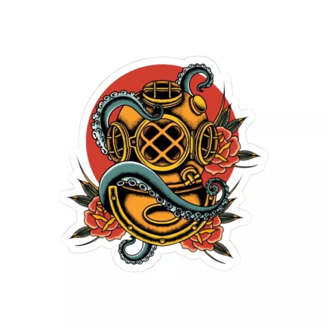 Kira Sticker With Vintage Deep Diver Octopus Ocean Vinyl Nautical Lover ...