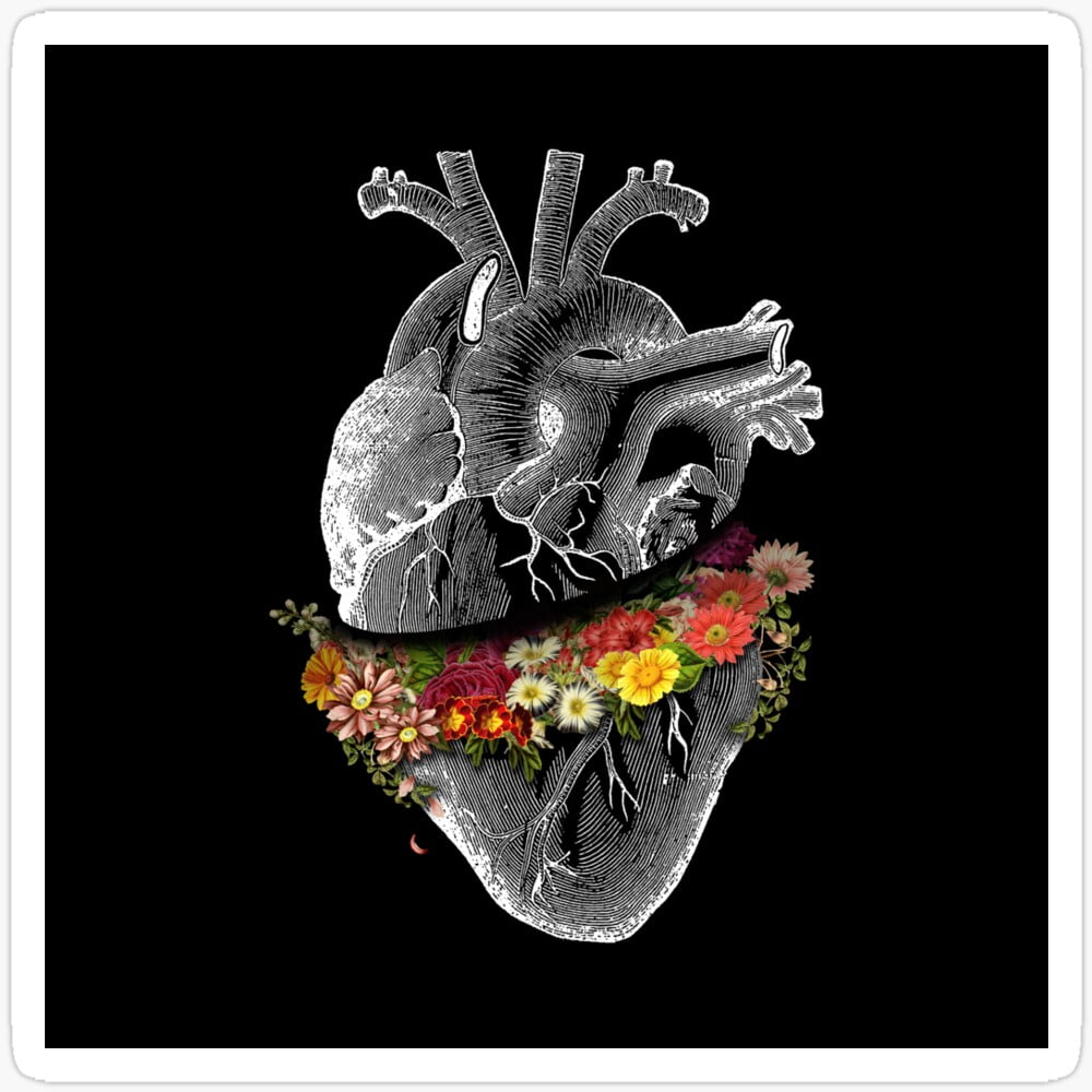 Kira Sticker - Vintage Heart Flower Collage Sticker - Walmart.com