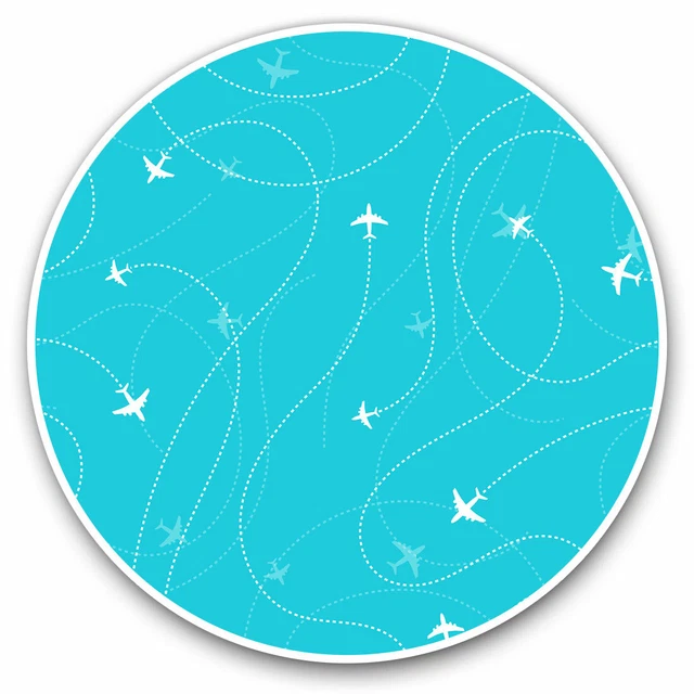 Kira Sticker With Vinyl Stickers -Blue Airplane Airport Flight Pattern ...