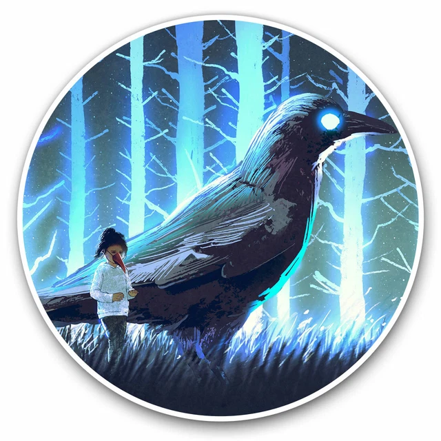 Kira Sticker With Vinyl Stickers - Electric Crow Bird Raven Fantasy ...