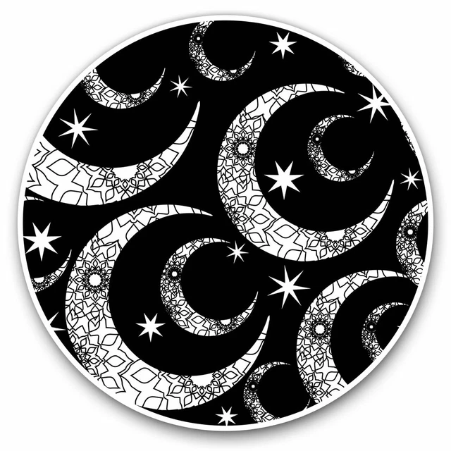 Kira Sticker With Vinyl Stickers -Half Moons Pattern Moon Star Cool ...