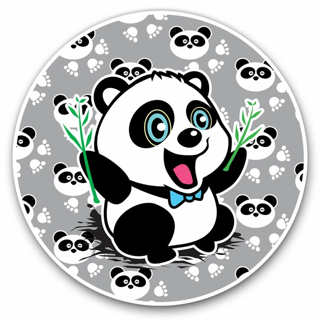 Kira Sticker With Vinyl Stickers - Happy Panda Cartoon Bamboo Cool Gift ...