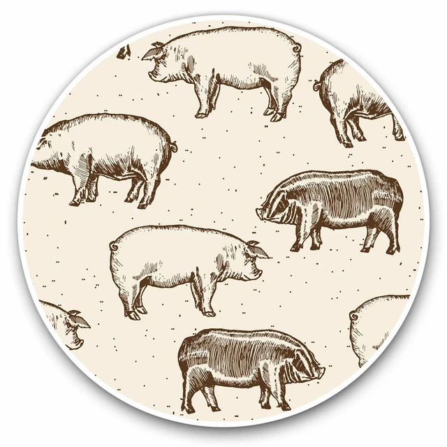 Kira Sticker With Vinyl Stickers -Pig Pattern Farm Farmer Butcher Cool ...
