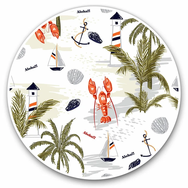 Kira Sticker With Vinyl Stickers -Seaside Nautical Crab Boat Shell Cool ...
