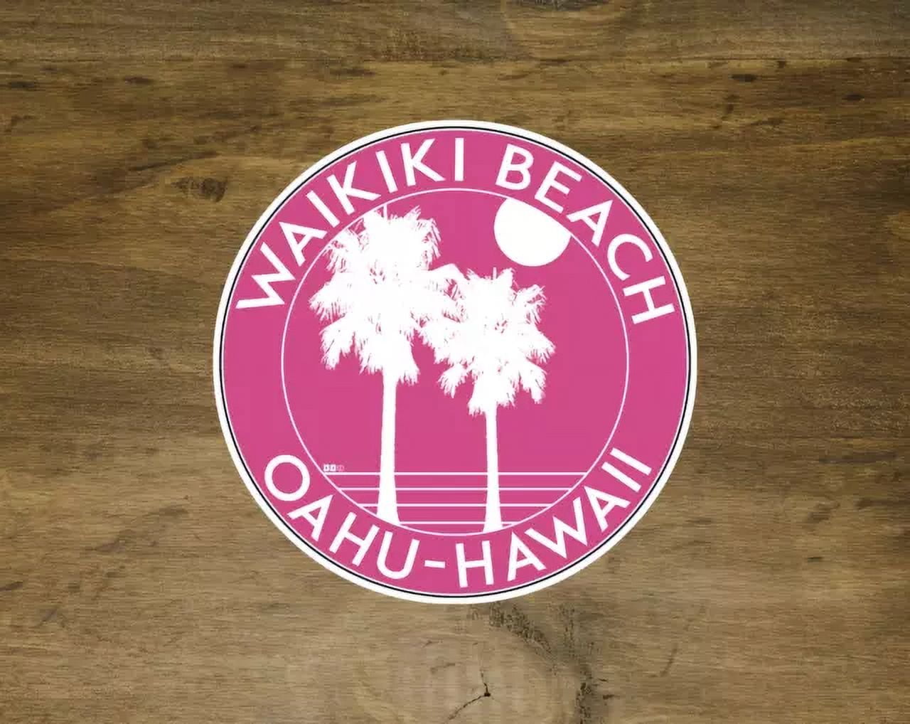 Kira Sticker With Waikiki Beach Hawaii Decal Beach Ocean Surfing Pink ...