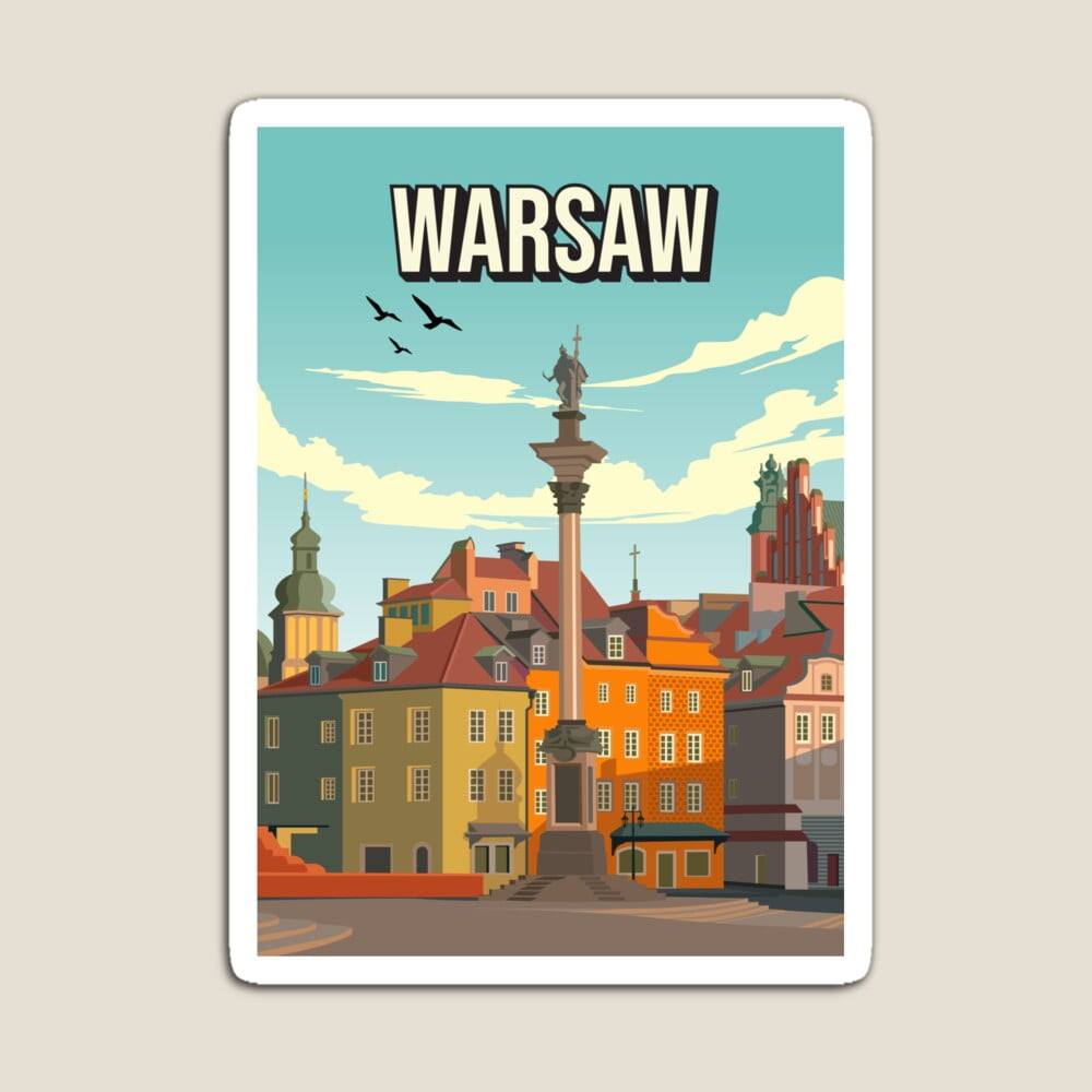 Kira Sticker With Warsaw Skyline Poland Cityscape Travel Poster ...