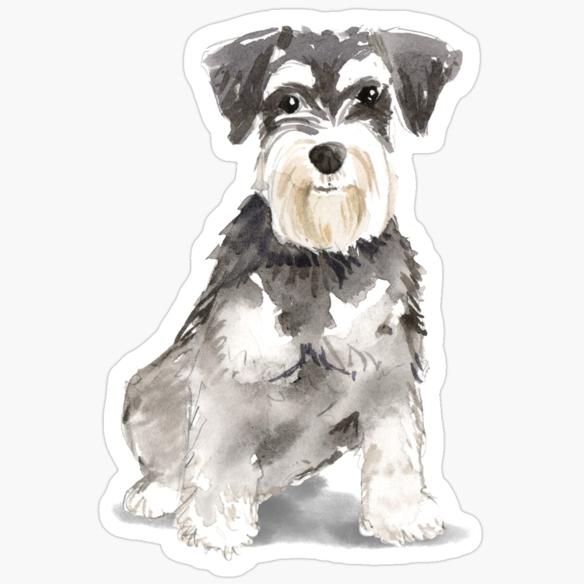 Kira Sticker - Watercolor Miniature Schnauzer Sticker, Funny Waterproof ...
