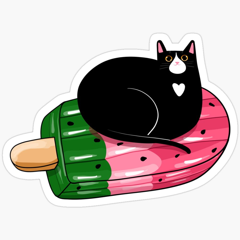 Kira Sticker - Watermeowlon Floatie Cat - Phone Stickers, Waterproof ...