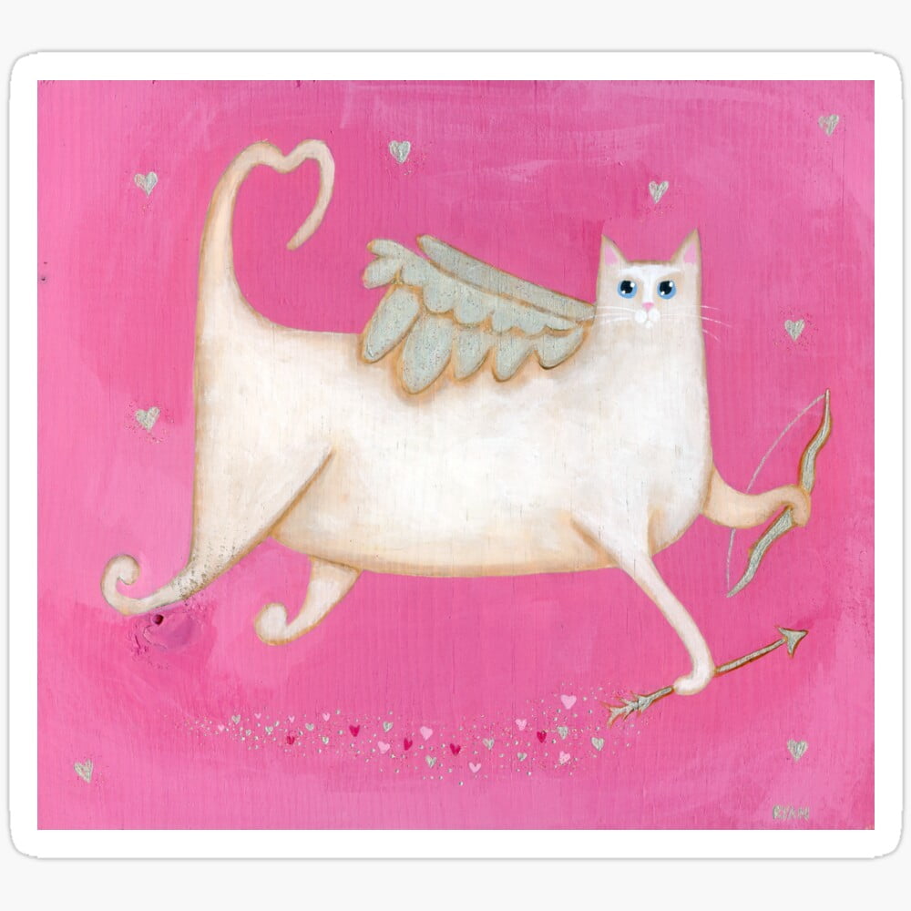 Kira Sticker - White Cupid Cat 2 - Phone Stickers, Waterproof Decals ...