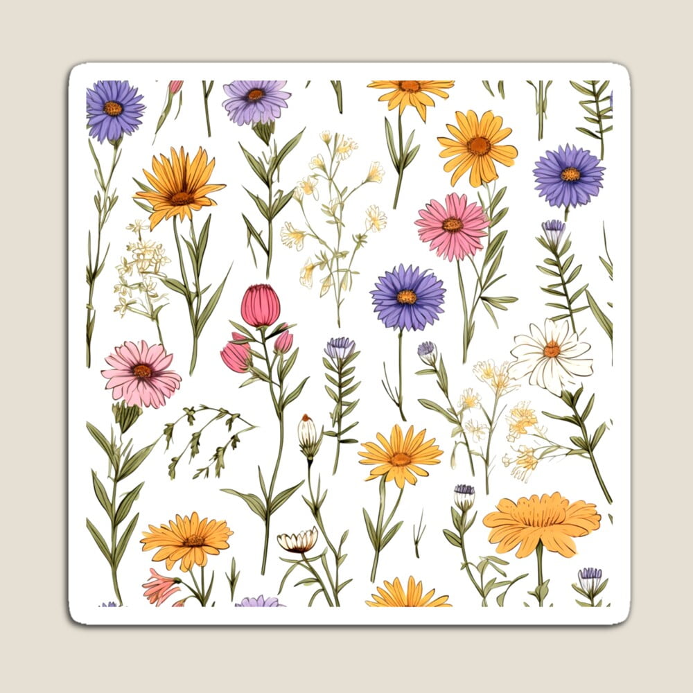 Kira Sticker With Wildflowers - Cottagecore Spring Boho Flowers, Flower ...
